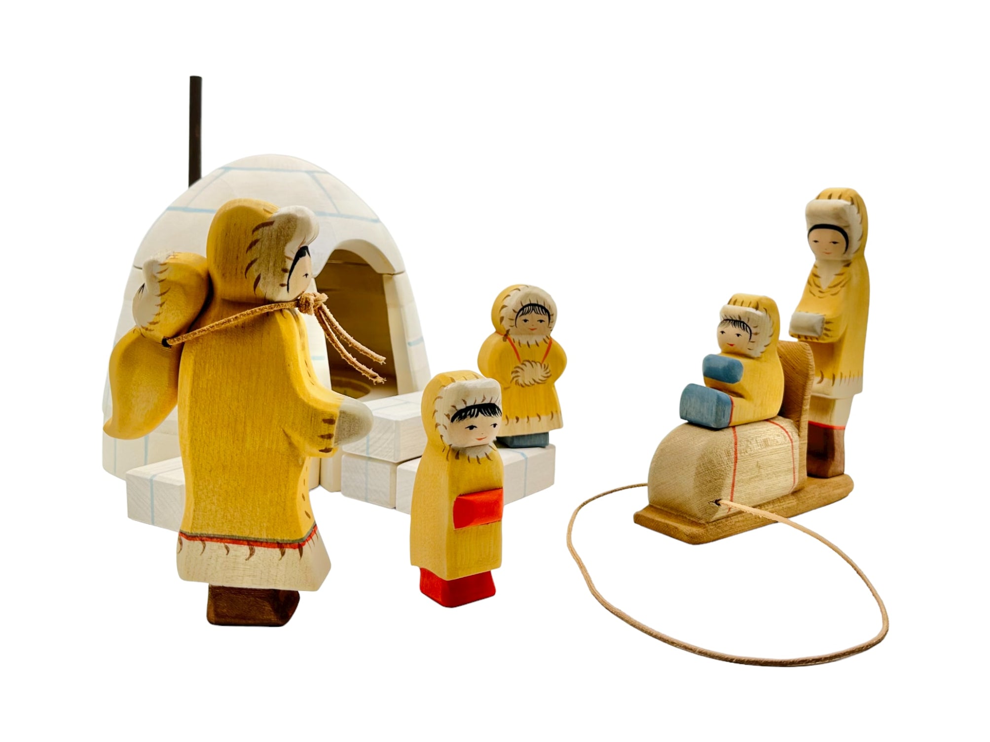 Handcrafted Open Ended Wooden Toy Figure Family - Inuit Eskimo Family ...