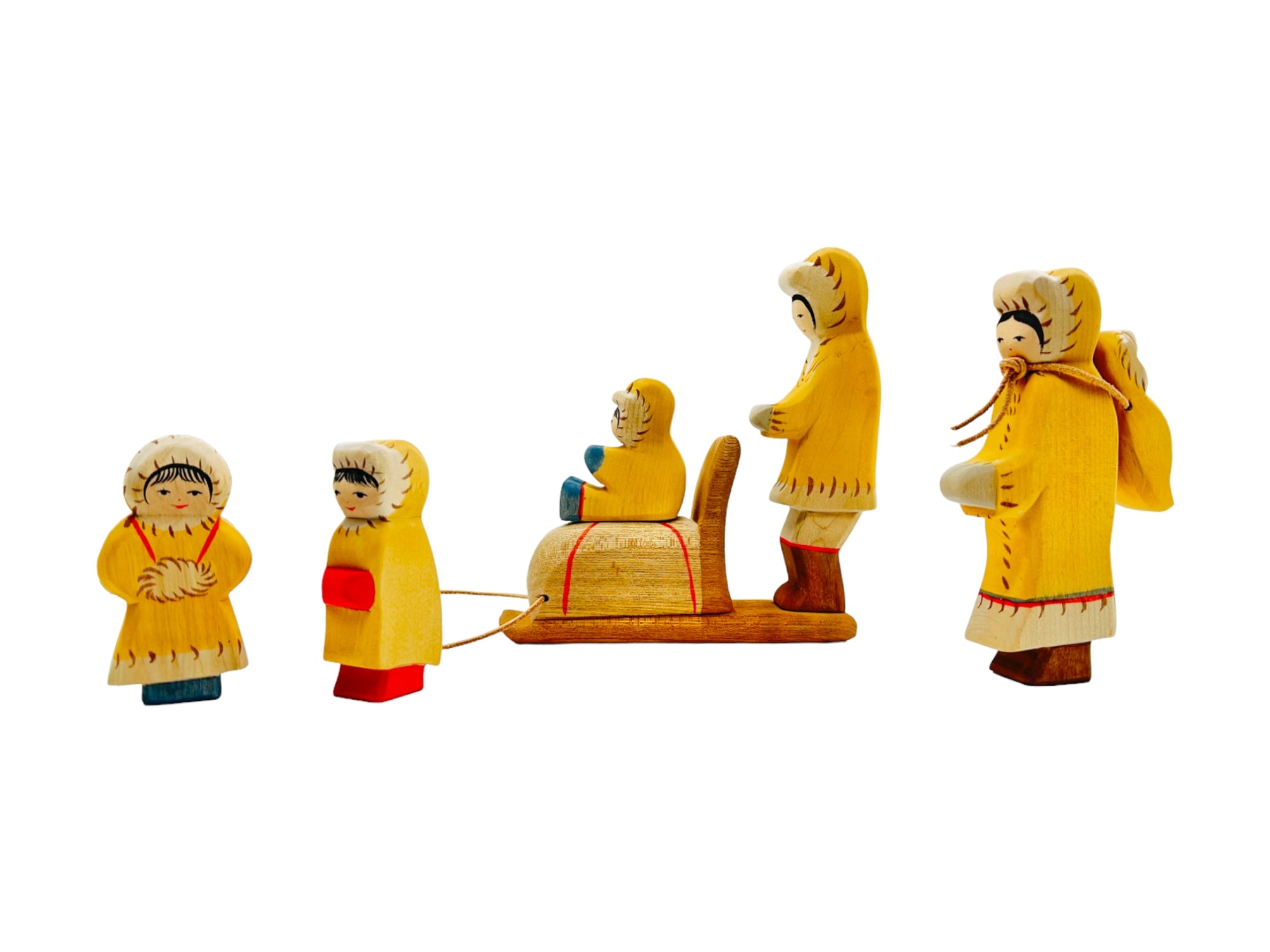 Handcrafted Open Ended Wooden Toy Figure Family - Inuit Eskimo Family — Green Elephant Home and ...