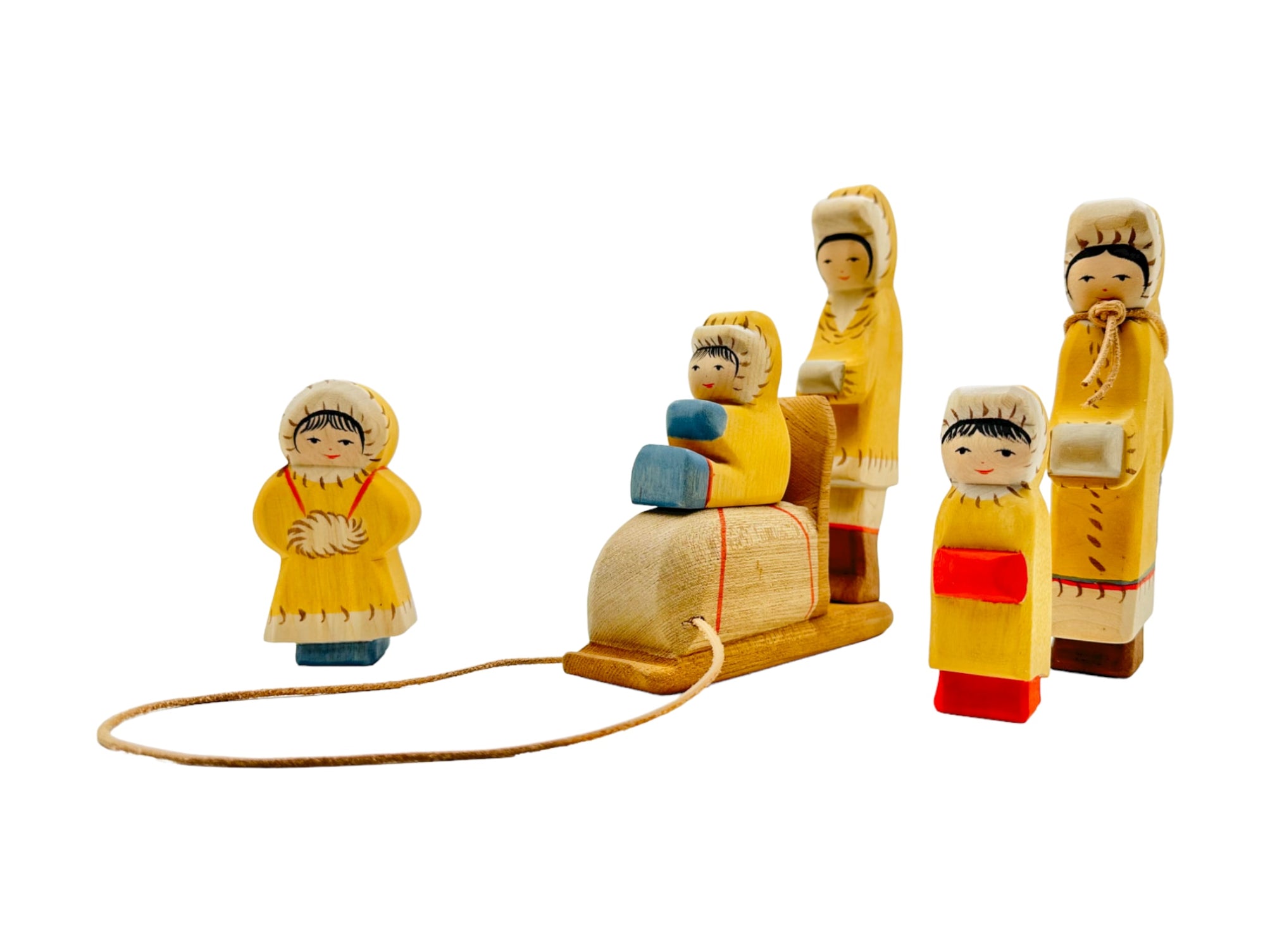 Handcrafted Open Ended Wooden Toy Figure Family - Inuit Eskimo Family ...