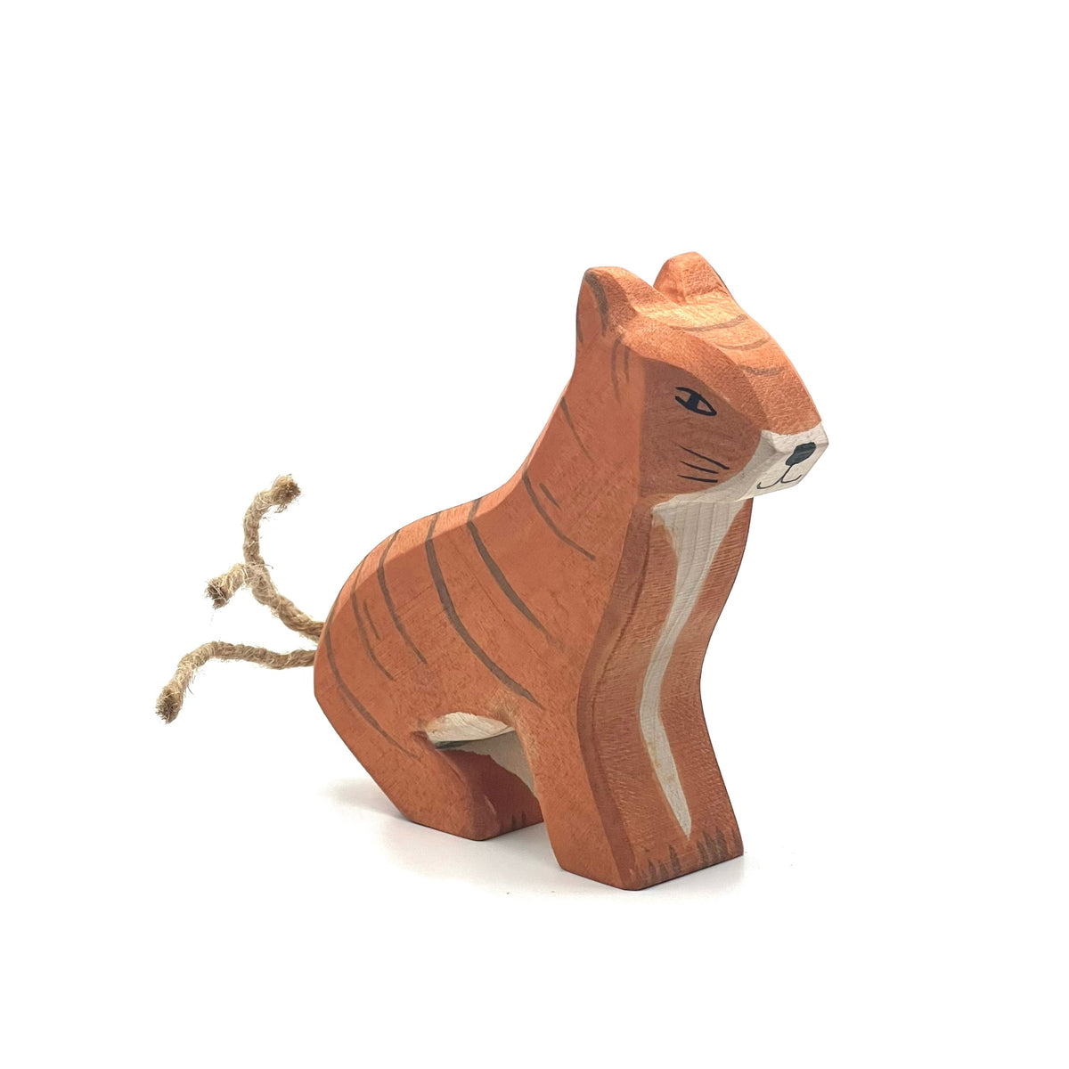 Handcrafted Open Ended Wooden Toy Animal - Tiger sitting — Green ...