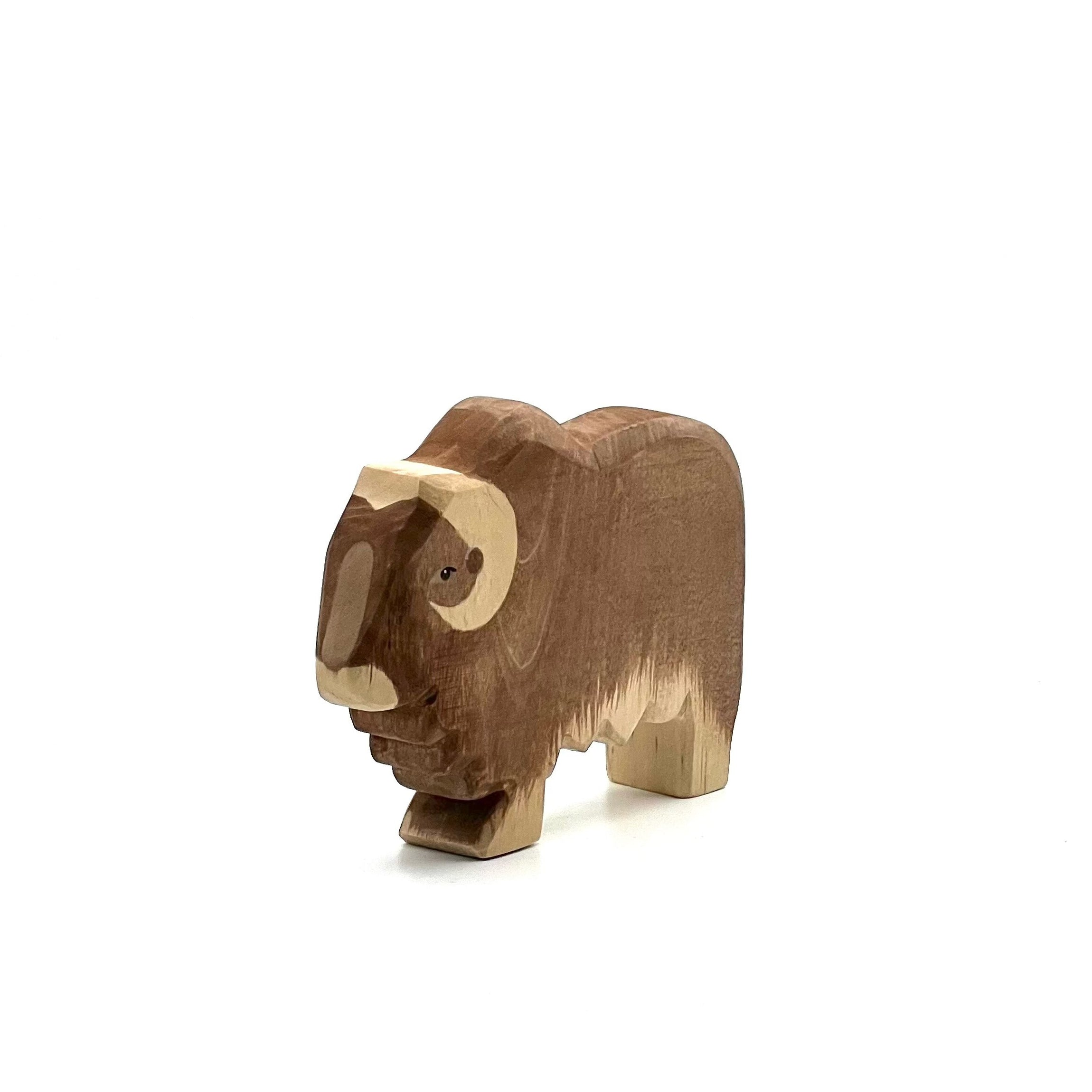 Handcrafted Open Ended Wooden Toy Animal - Musk Ox — Green Elephant ...
