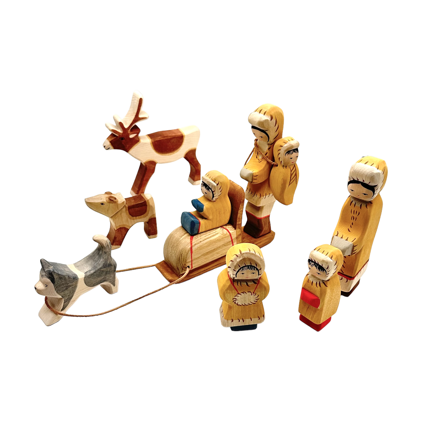 Handcrafted Open Ended Wooden Toy Figure Family - Inuit Eskimo Family ...